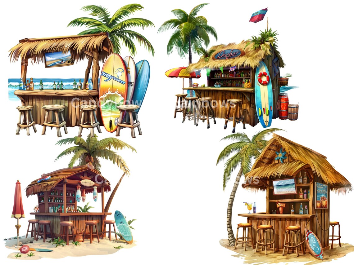 Beautiful Tiki Style Beach Bar Surf Bar Clipart 12 High Quality PNG ...