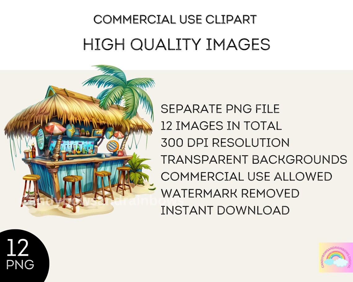 Beautiful Tiki Style Beach Bar Surf Bar Clipart 12 High Quality PNG ...