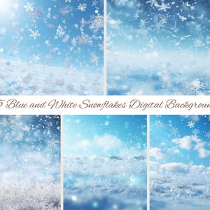 Christmas Blue & White Snowflakes Digital Background Paper - 15 ...