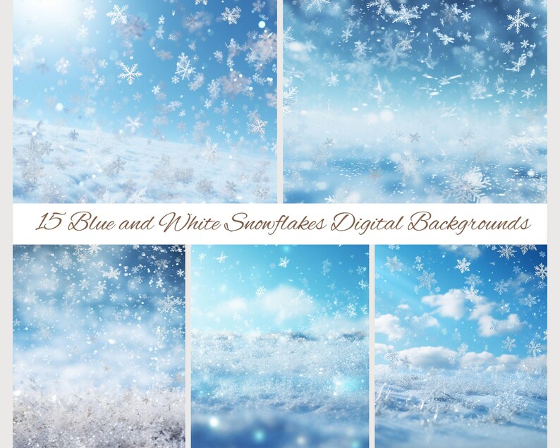 Christmas Blue & White Snowflakes Digital Background Paper - 15 ...