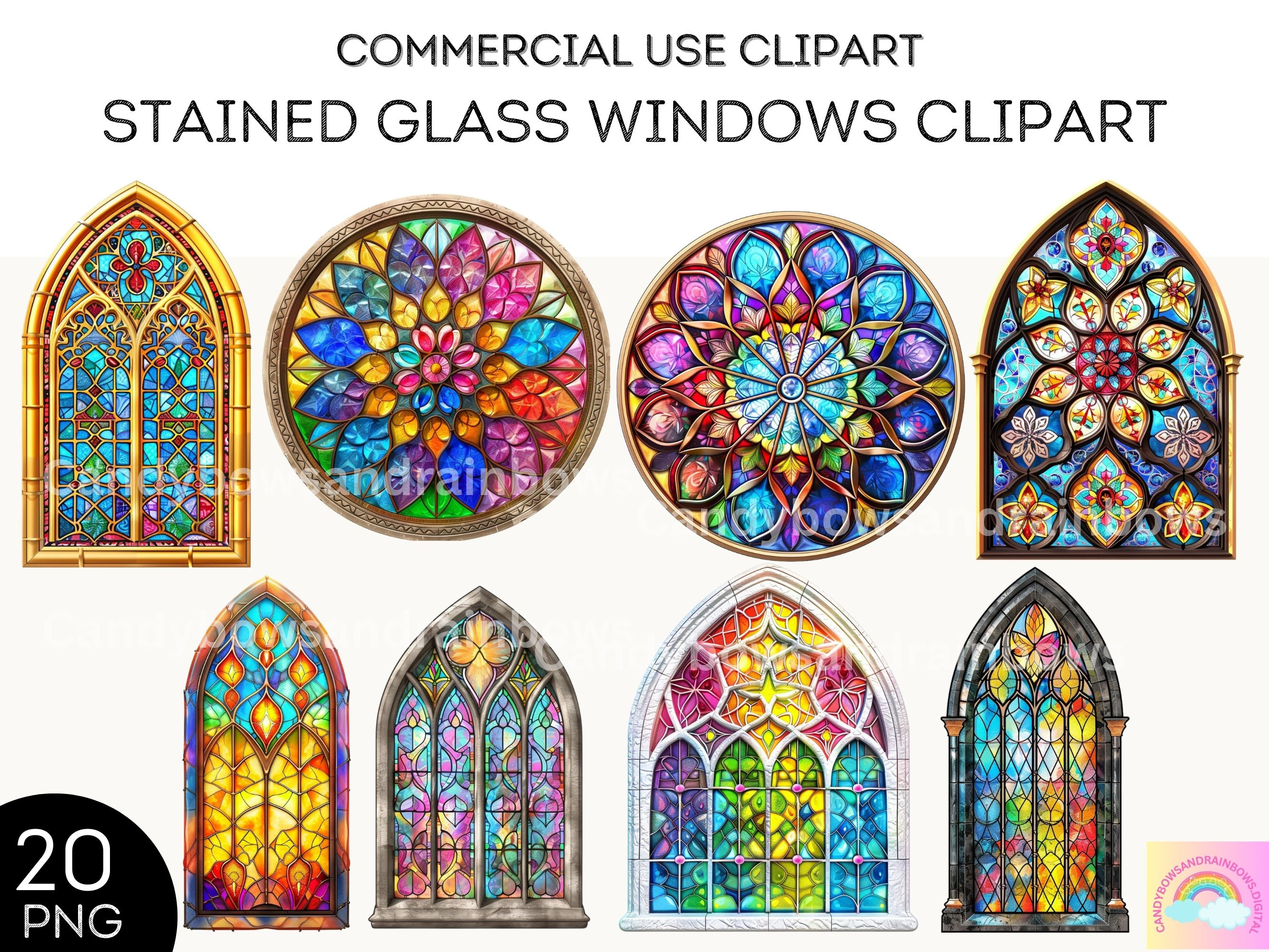 Beautiful Colourful Stained Glass Window Clipart - 20 PNG Images of ...