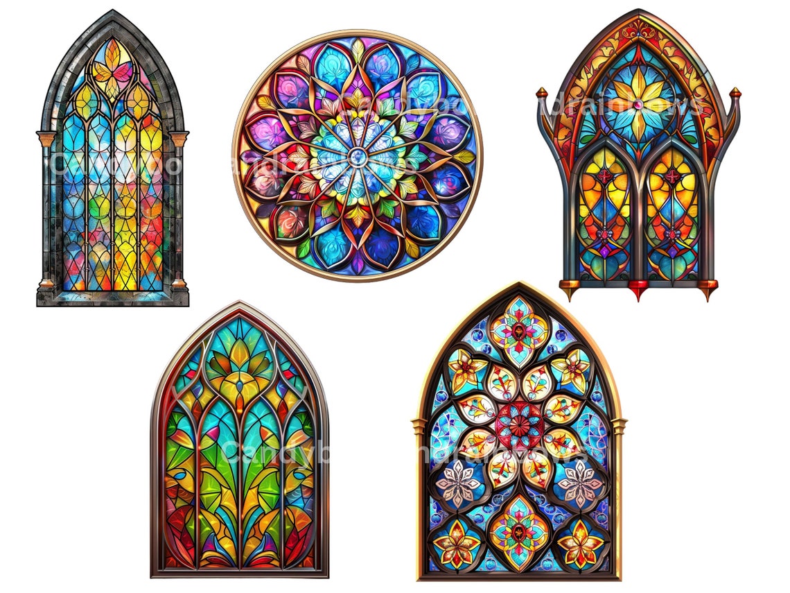 Beautiful Colourful Stained Glass Window Clipart - 20 PNG Images of ...