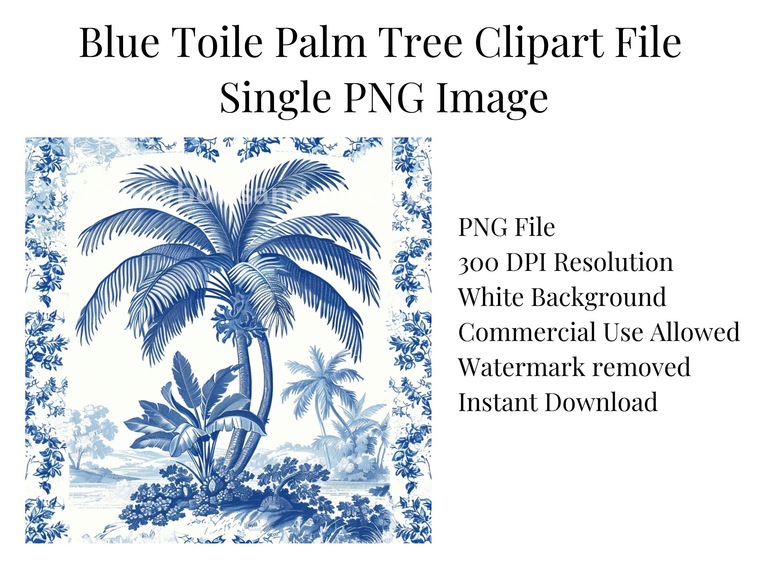 Blue Toile Palm Tree Tile Single PNG Image - Commercial Use Allowed - Etsy