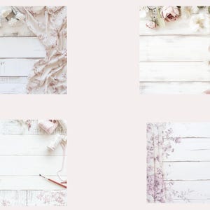 Floral White Wash Wood Digital Paper - 18 PNG Images of Wedding Boho ...