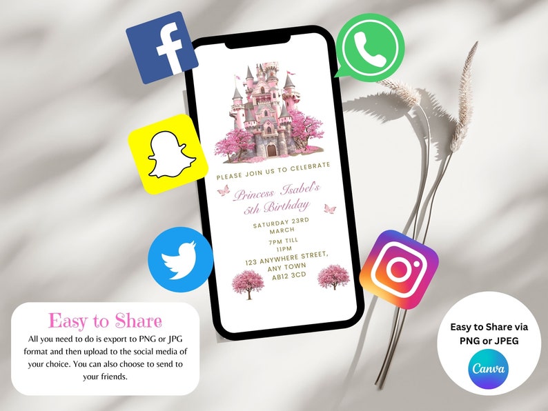 EDITABLE Birthday Party Invitation Template DIGITAL DOWNLOAD Pink ...