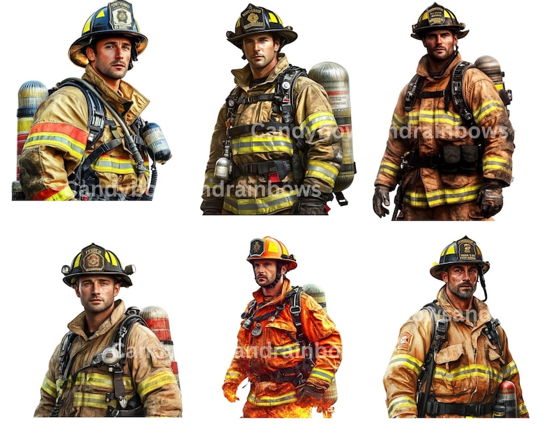 Firefighters Clipart - 32 High Quality PNG Images - Male Firefighter ...