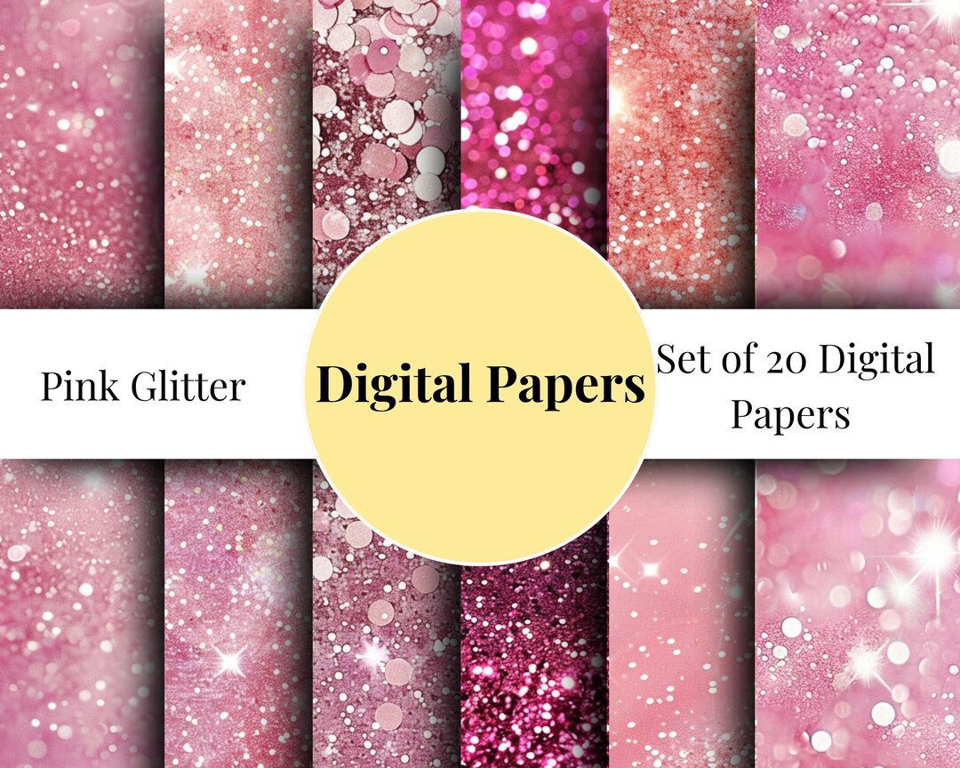 Pink Glitter Digital Paper - 20 PNG Images of Beautiful Pink Glitter ...