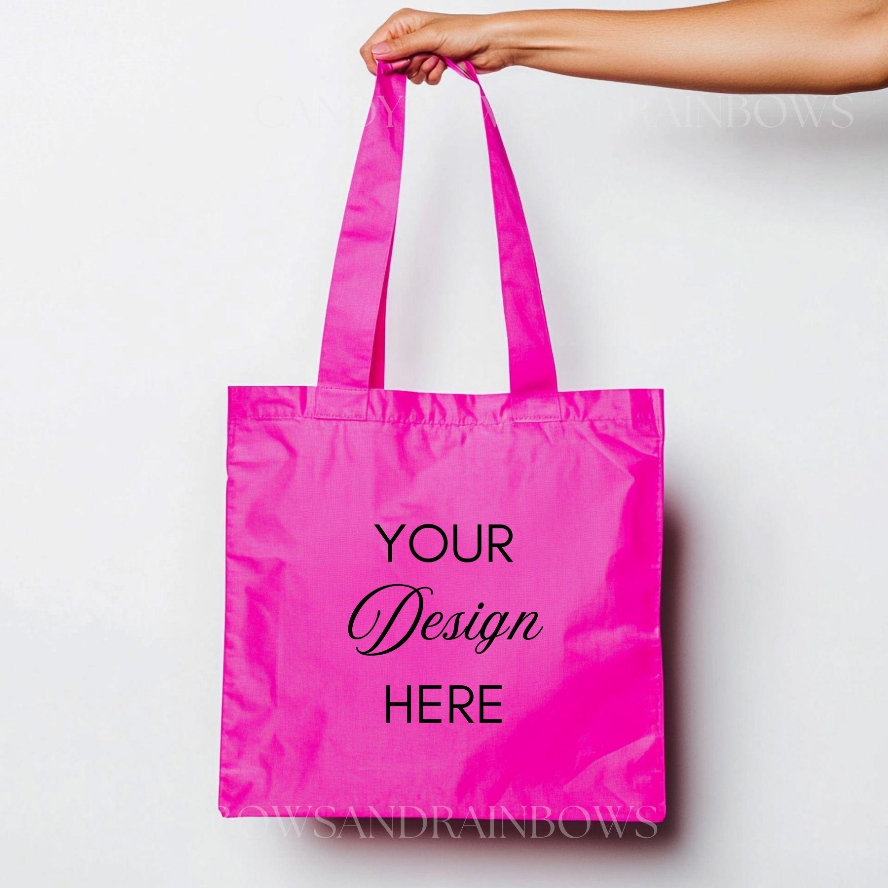 Bright Pink Canvas Tote Bag Mockup Fuchsia Pink Tote Bag Mockup Pink ...