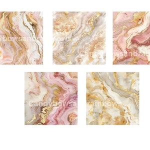 Coloured Marble Gold Digital Paper Set 2 - 25 PNG Images of Beautiful ...
