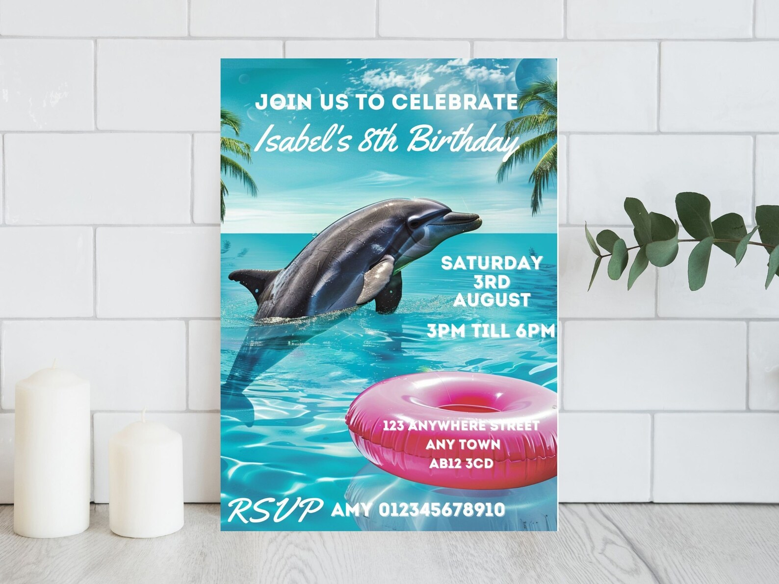 EDITABLE Dolphin Birthday Party Invitation Template DIGITAL DOWNLOAD ...
