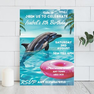 EDITABLE Dolphin Birthday Party Invitation Template DIGITAL DOWNLOAD ...