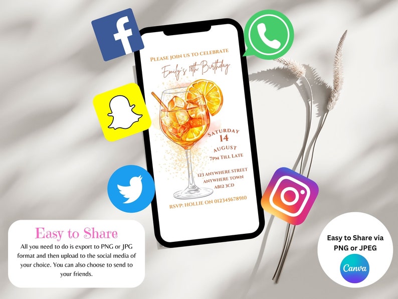 EDITABLE Birthday Party Invitation Template DIGITAL DOWNLOAD Aperol ...