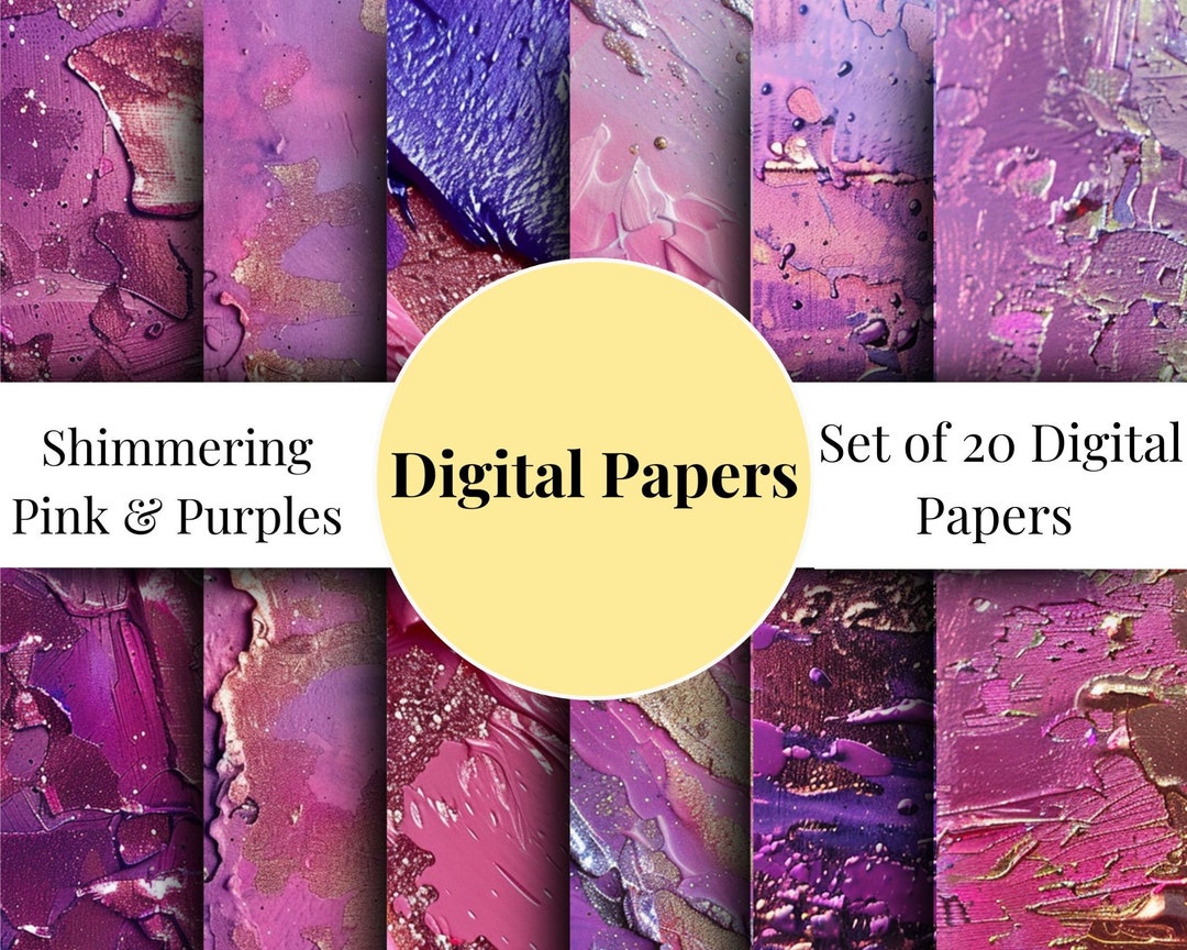 Shimmering Pink and Purple Digital Paper - 20 PNG Images of Shimmering ...