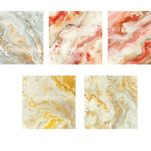 Coloured Marble Gold Digital Paper Set 2 - 25 PNG Images of Beautiful ...