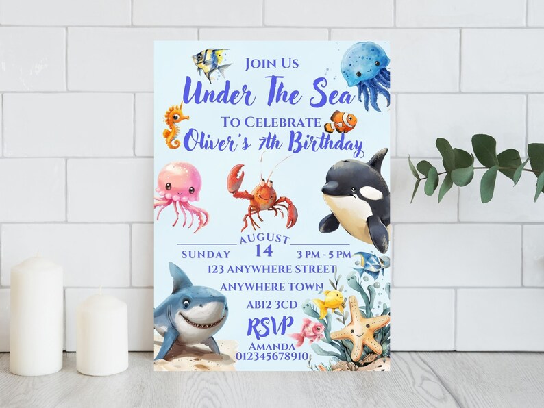 EDITABLE Birthday Under the Sea Party Invitation Template DIGITAL ...