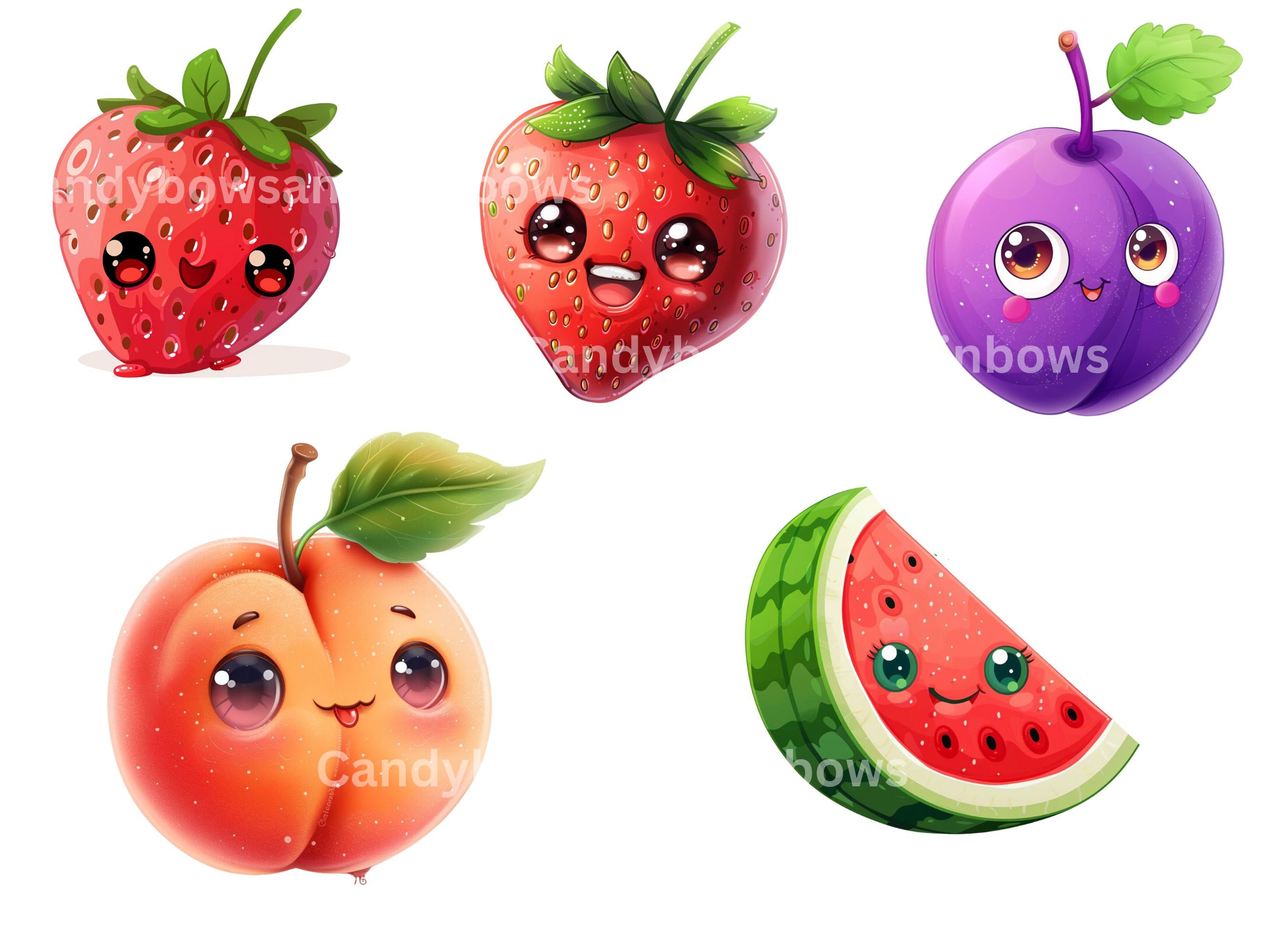 Cute Kawaii Fruit Clipart 23 PNG Images of Kawaii Cartoon Fruit Cartoon ...