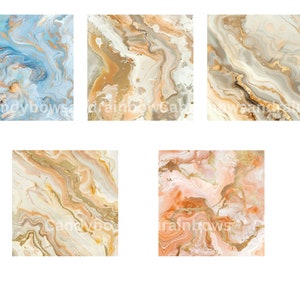 Coloured Marble Gold Digital Paper Set 2 - 25 PNG Images of Beautiful ...