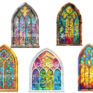 Beautiful Colourful Stained Glass Window Clipart - 20 PNG Images of ...
