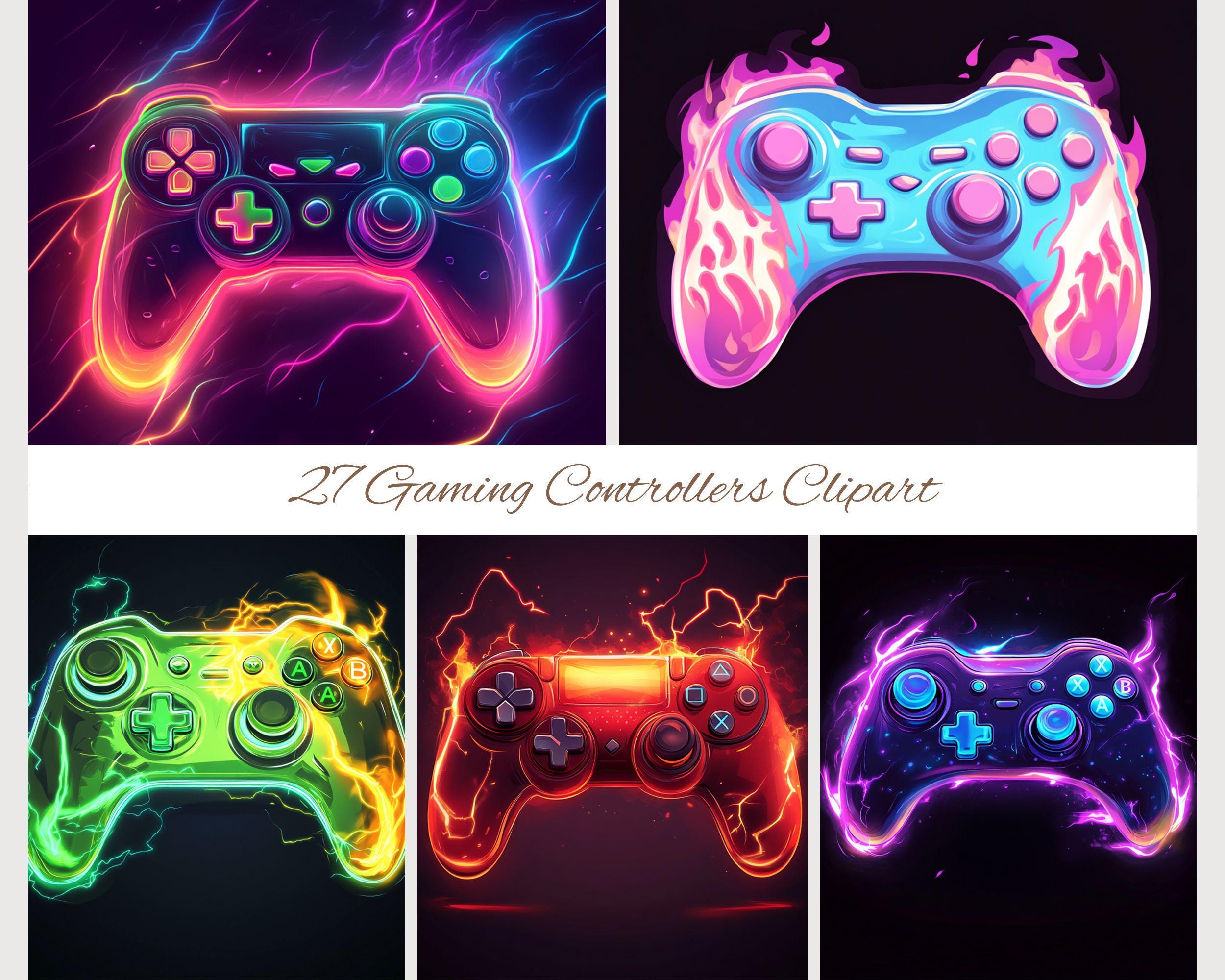Gaming Controllers Clipart - 27 High Quality PNG Images -neon Gaming ...
