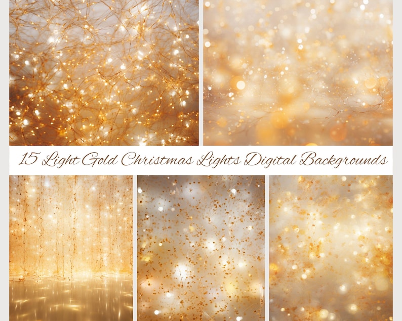 Light Gold Christmas Lights Digital Background Paper - 15 Christmas ...
