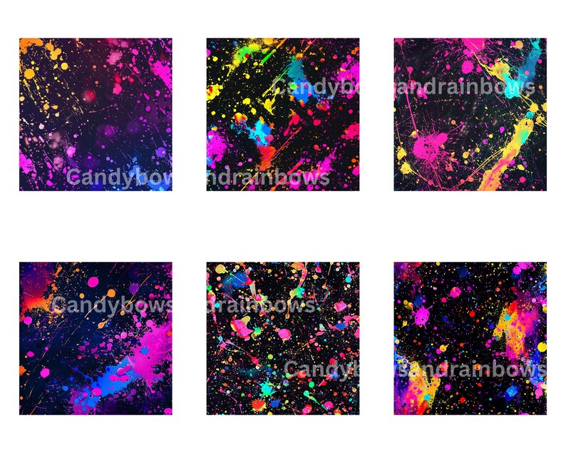 Neon Paint Splash Digital Paper - 18 PNG Images of Beautiful Neon ...