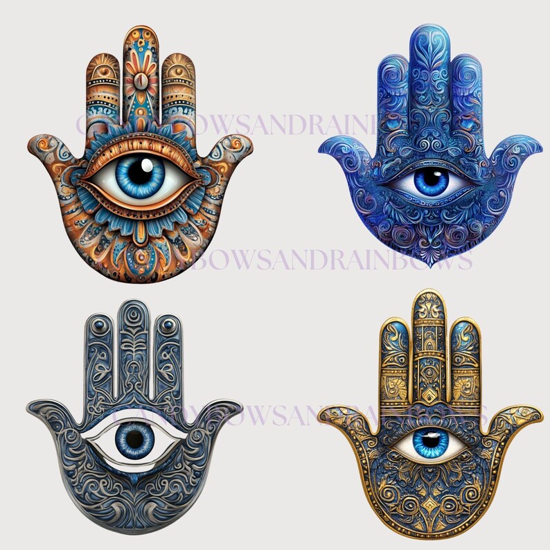 Hamsa Hand Including Evil Eye Clipart - 30 PNG Images of Hamsa Hands ...
