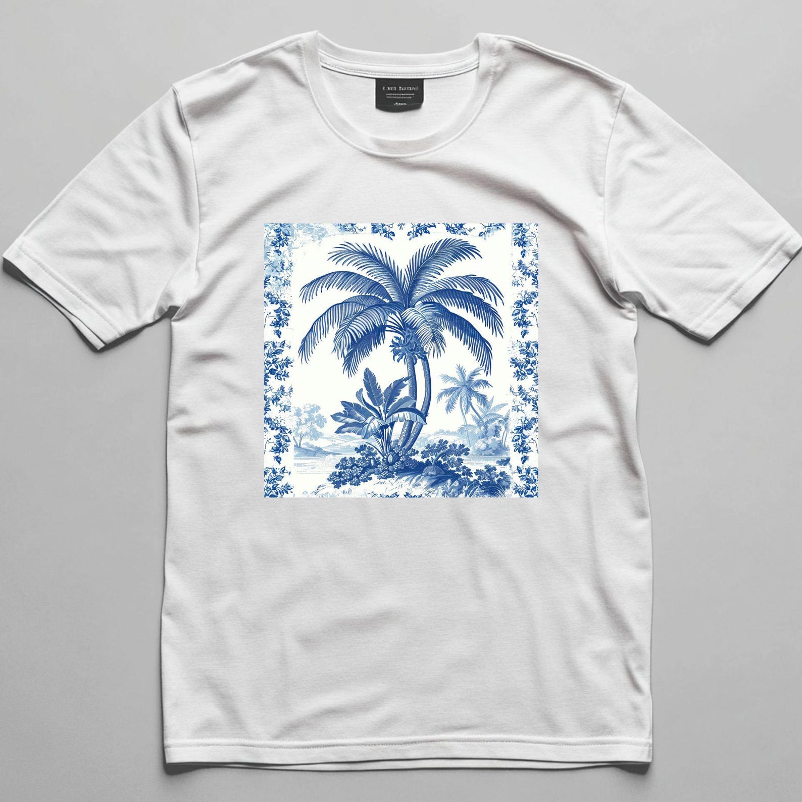 Blue Toile Palm Tree Tile Single PNG Image - Commercial Use Allowed - Etsy
