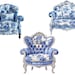 Blue Toile Clipart Upholstered Chairs - 20 PNG Images of Blue Toile ...