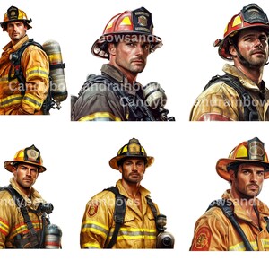 Firefighters Clipart - 32 High Quality PNG Images - Male Firefighter ...