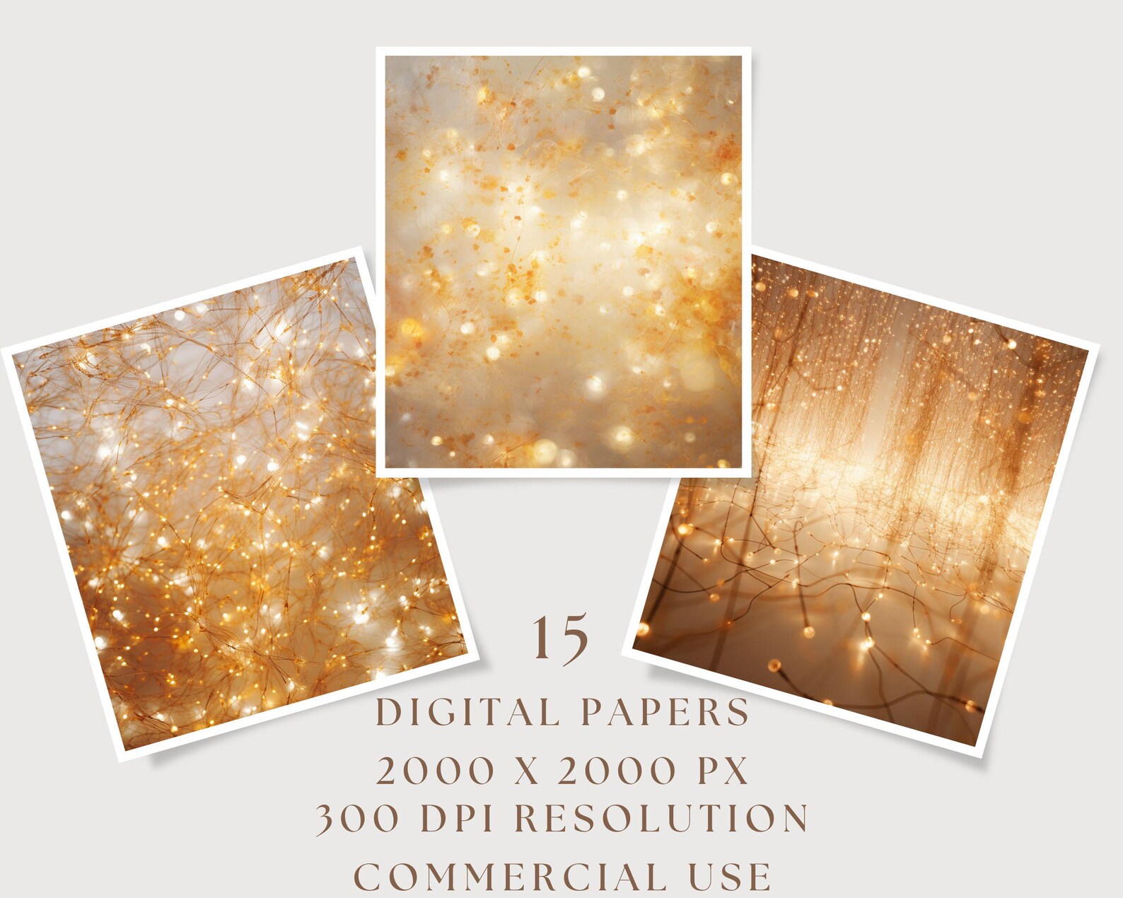 Light Gold Christmas Lights Digital Background Paper - 15 Christmas ...