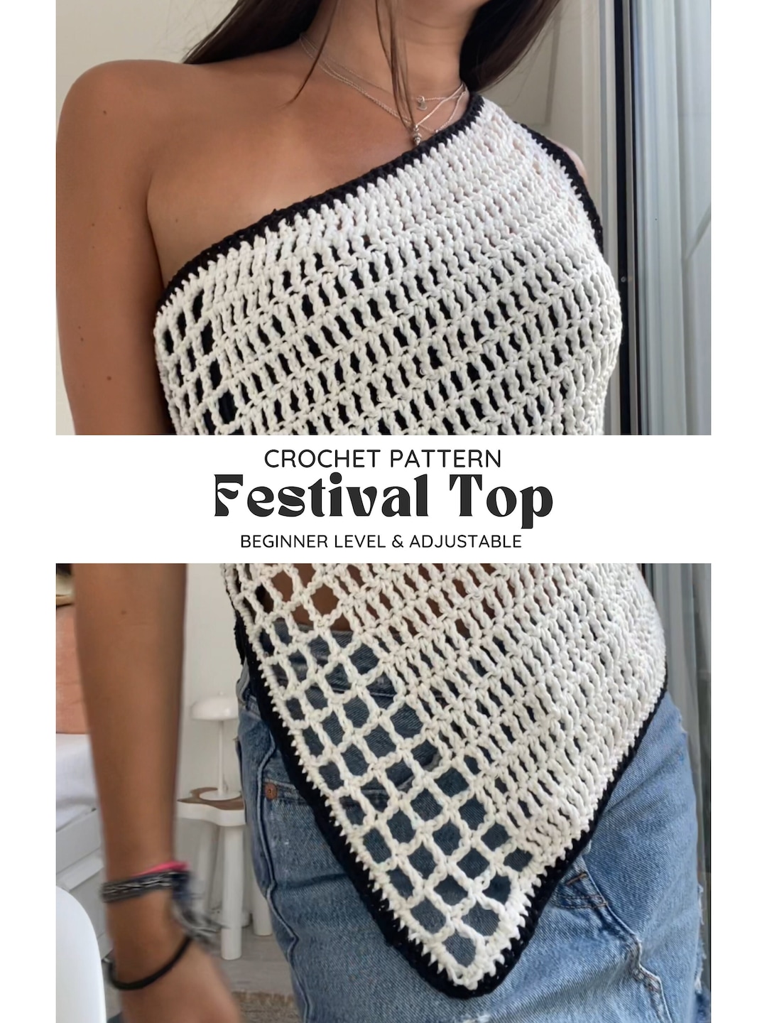 Festival Crochet Top Pattern - Asymmetrical One-shoulder Top Beginner ...