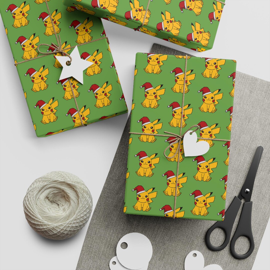 Pikachu Christmas Wrapping Paper Pokemon Holiday Gift Wrap 3 Sizes ...