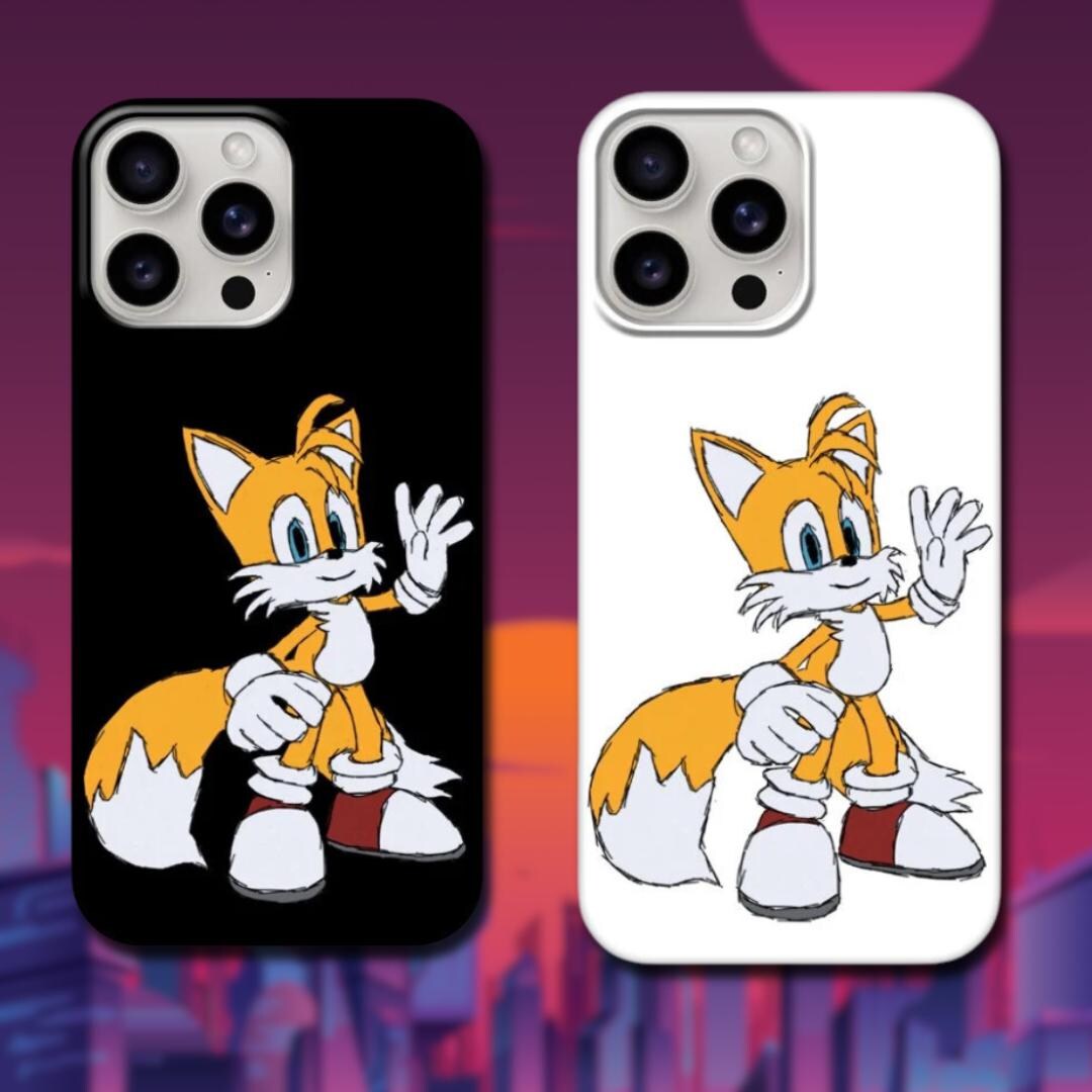 Tails Phone Case Sonic Inspired Art in Black & White iPhone 15 iPhone ...