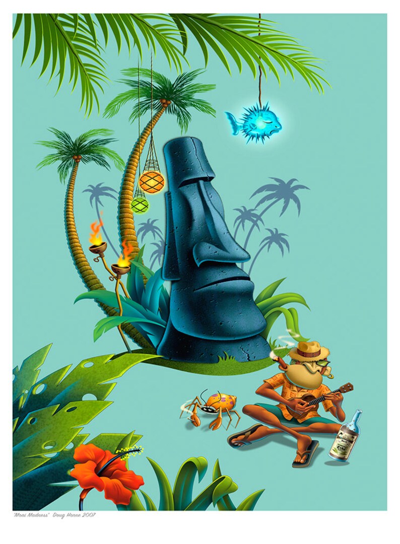 Doug Horne Fender Open Edition 8X10 Print Tiki, Polynesian, Moai - Etsy