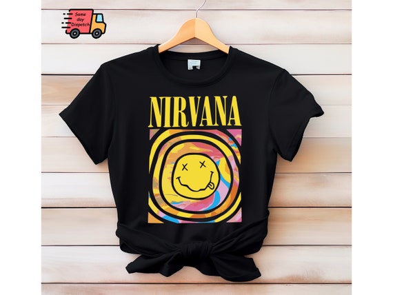 Nirvana Tie Dye T-shirt, Unique Spiral Pattern Shirt, Smiley Nirvana Tie Dye T-shirt, Unique Spiral Pattern Shirt, Smiley