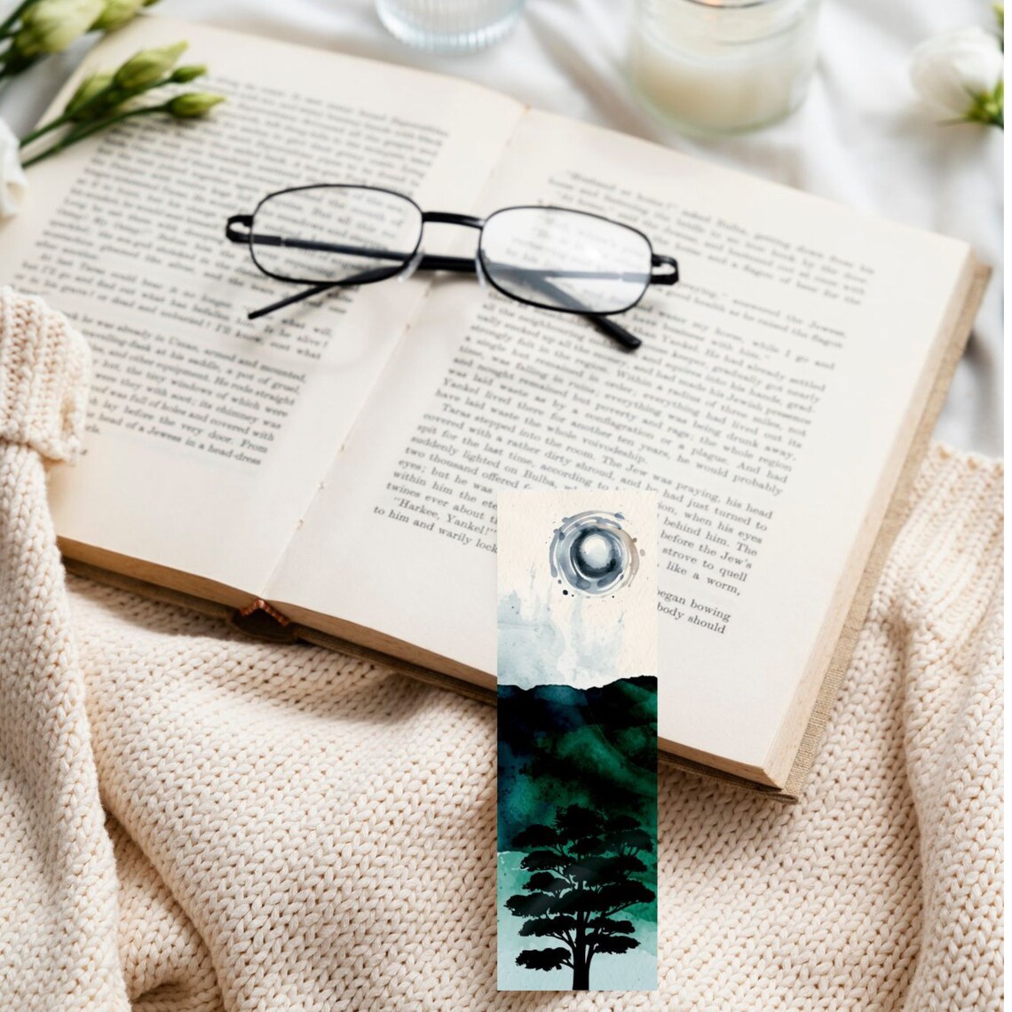 Tree Bookmarks, Moon Bookmarks, Moonlit Bookmarks, Nature Inspired ...