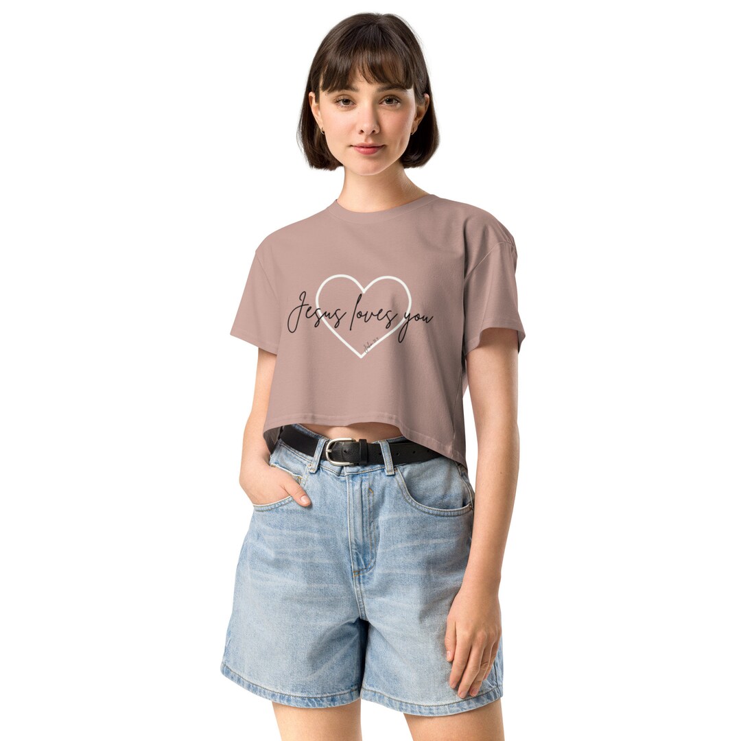 Jesus Crop Top Gift for Christian Jesus Loves You Shirt With Heart - Etsy