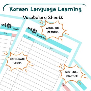 Digital Korean Language Learning Note-taking Sheets Vocabulary Pages - Etsy