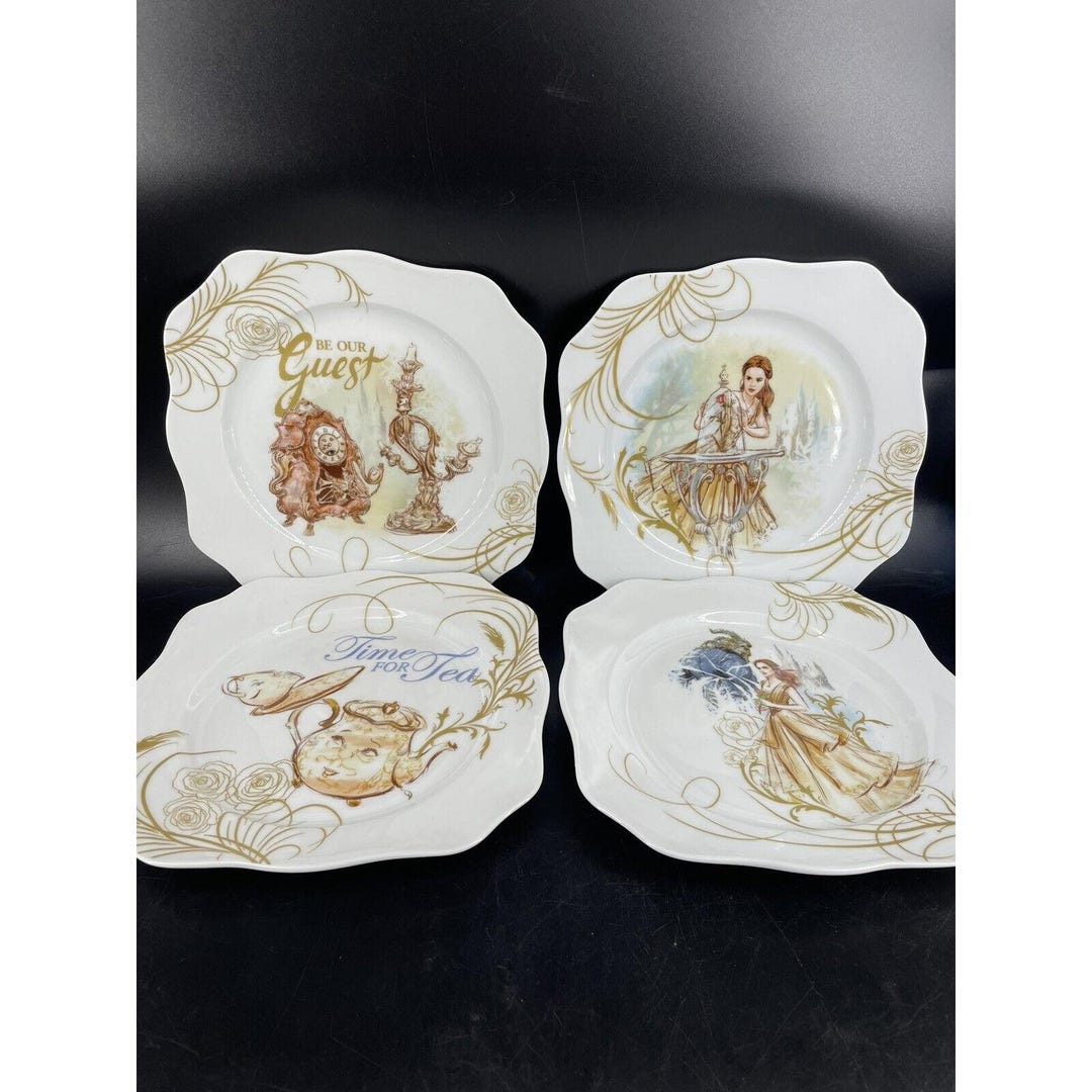 Disney Beauty and the Beast Ceramic Plates Exclusively Made for Hsn Set ...
