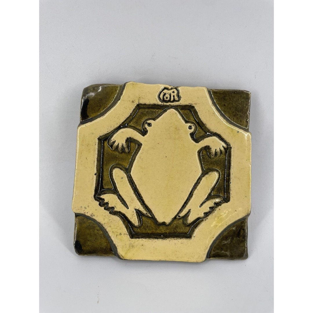 Mercer Moravian MR Tile Works Frog Tile 1977 Green Glaze Mcm - Etsy