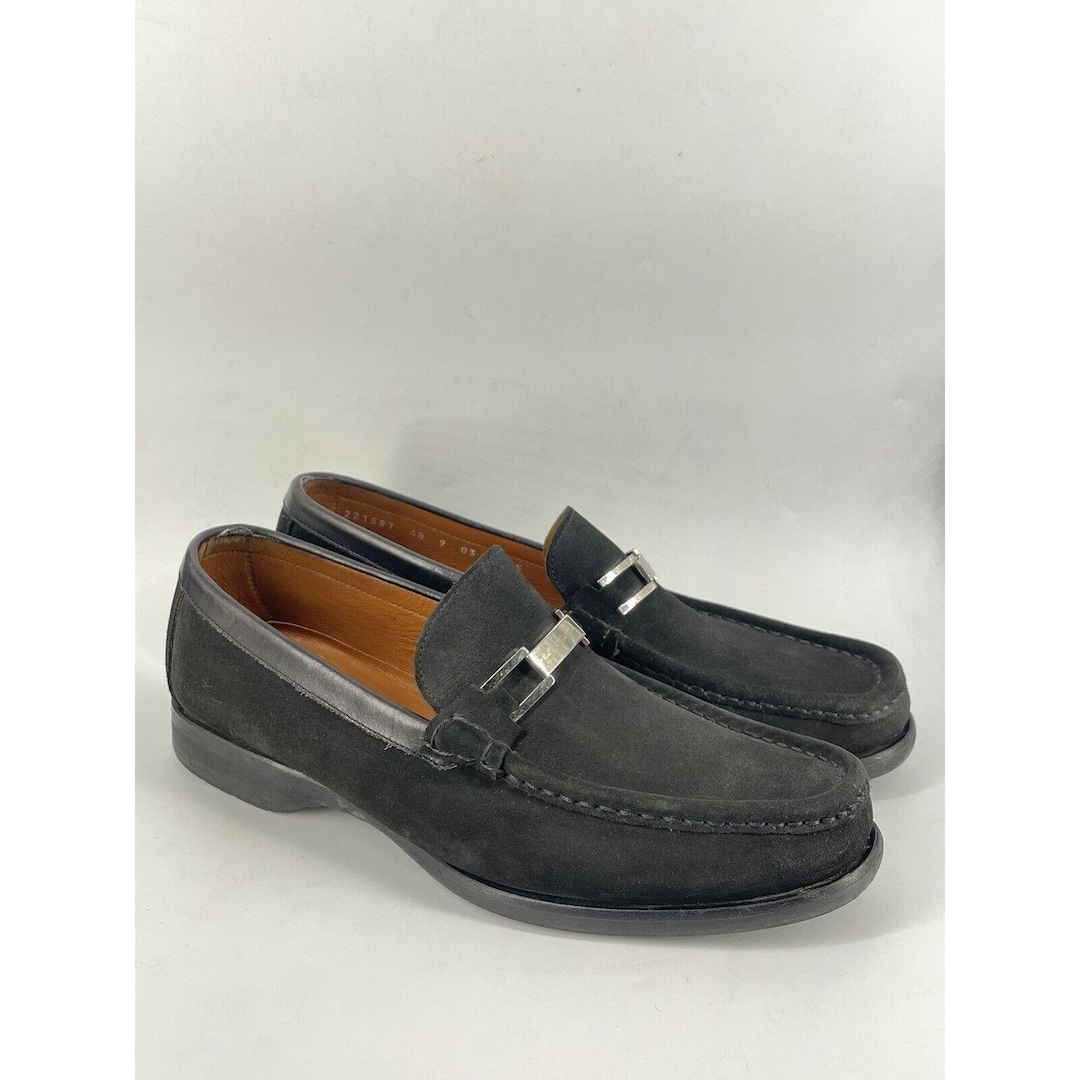 Mens Moreschi 221587 Black Suede Leather Loafers Sz 9 Italy Dress Shoes ...