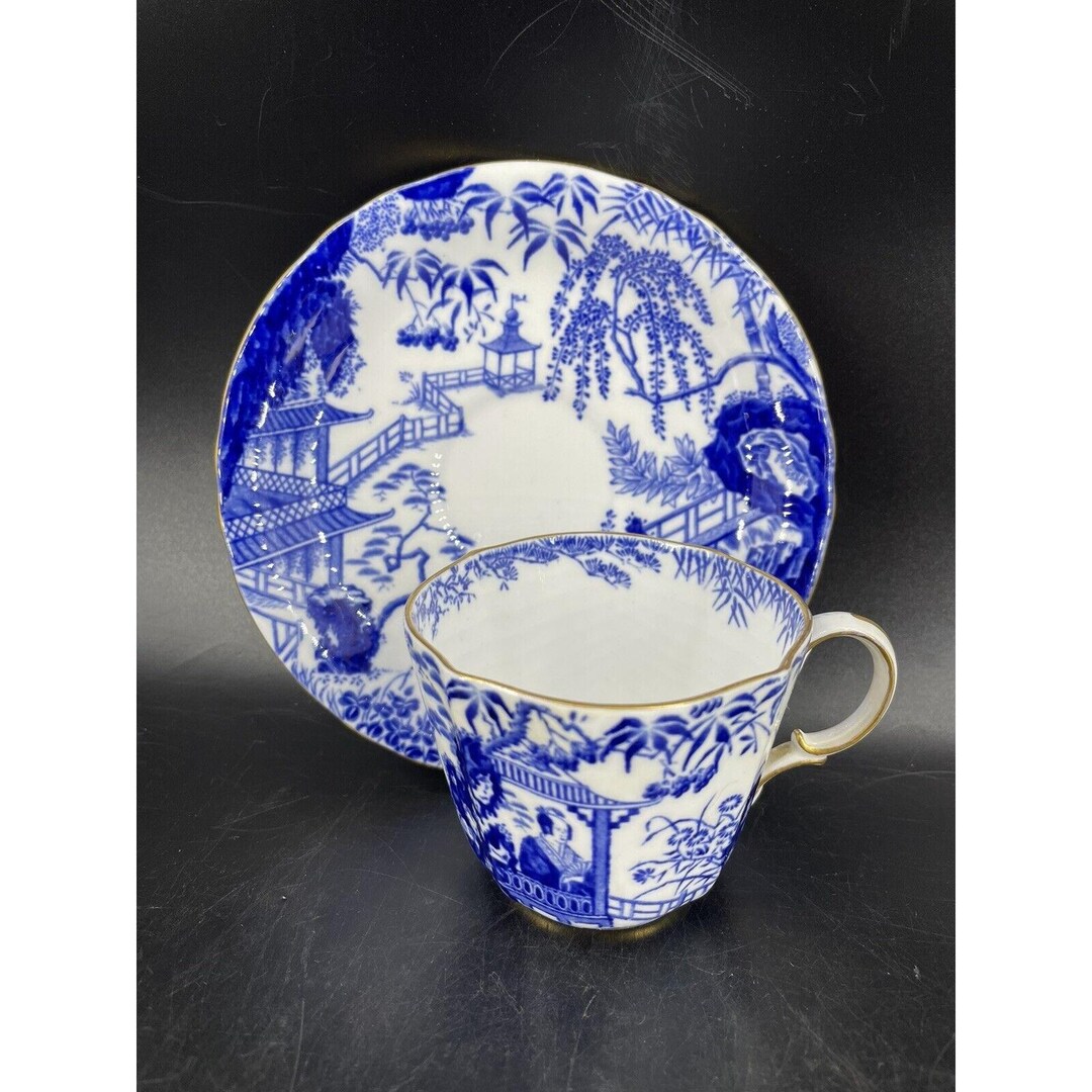 Royal Crown Derby "blue Mikado" Bone China Demitasse Cup & Saucer Set ...
