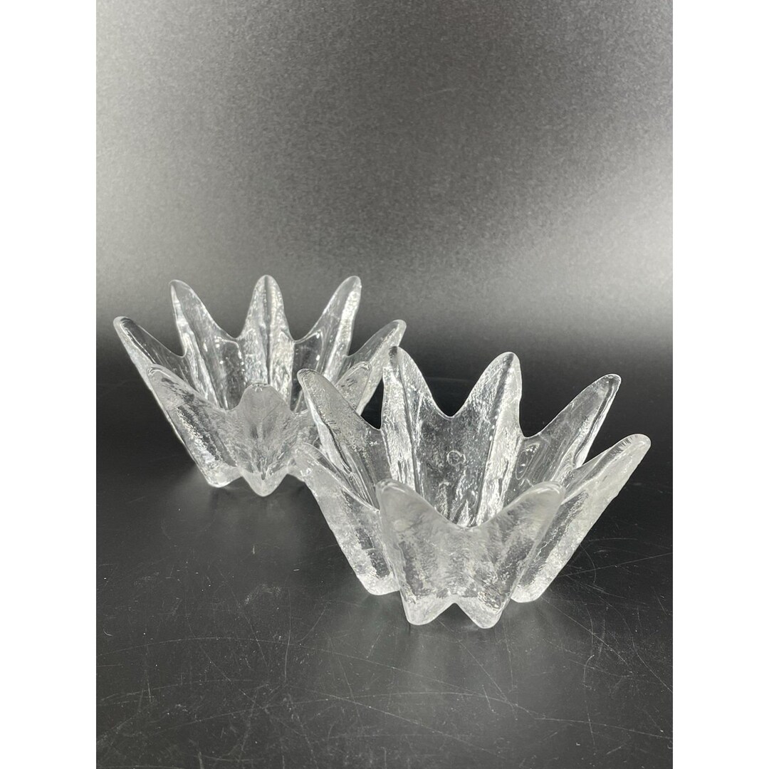 Dansk Frosted Crystal Glass Votive Candle Holder Ice Star Swedish ...