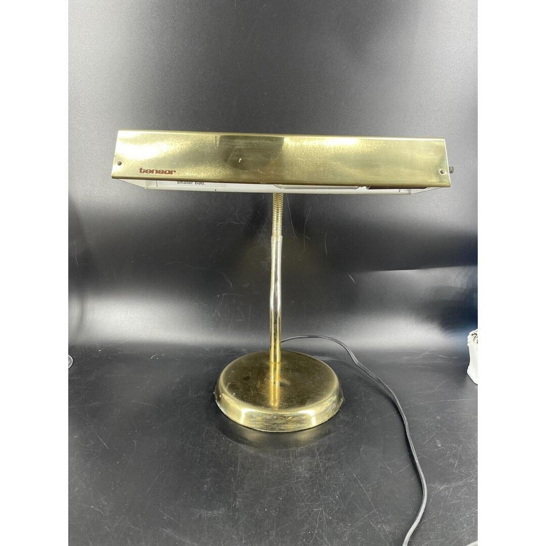 Vintage TENSOR Metal Table Bankers Desk Lamp Light Gooseneck Rectangle ...