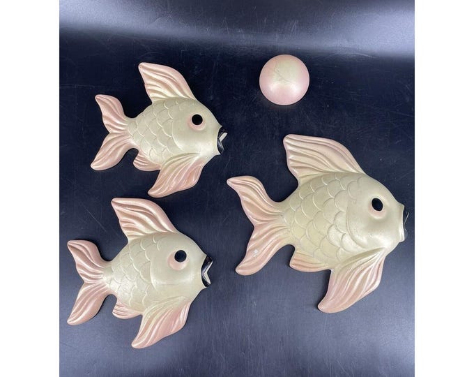 Vtg 60"s Miller Studio MCM Family Fish Bubble Chalkware Plaque Wall ...