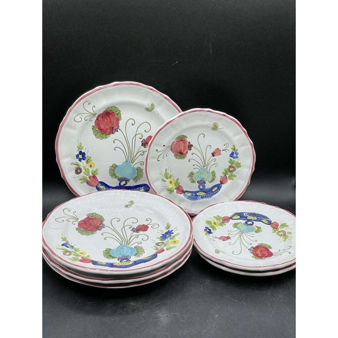 Set of 7 - PV Peasant Village (deruta, Italy) GARAFANO Salad Bread ...