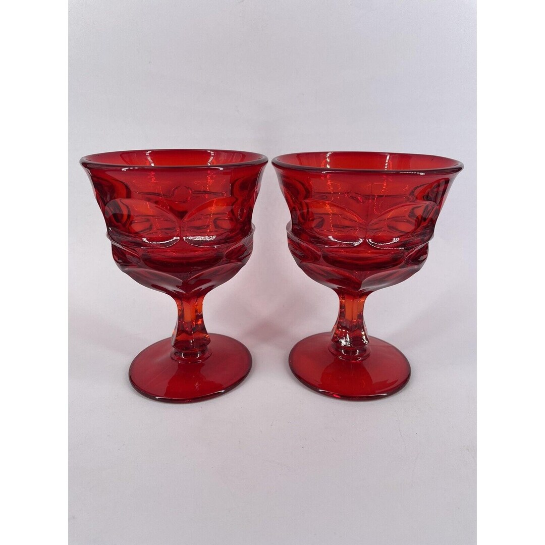 Vtg 2 Fostoria Argus Ruby Red Water Wine Goblet Glasses HFM Glasses - Etsy