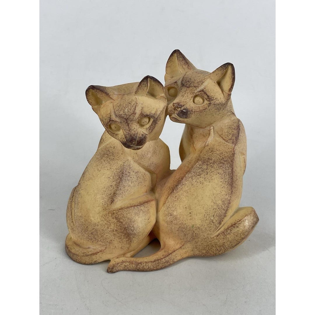 Border Fine Arts Cubist Cat Kitten Playing Figurine Beige 2001 HTF Rare ...