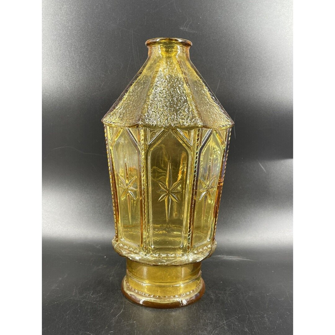 Vintage MCM Wheaton Amber Glass Colonial Lantern Octagonal Decanter ...