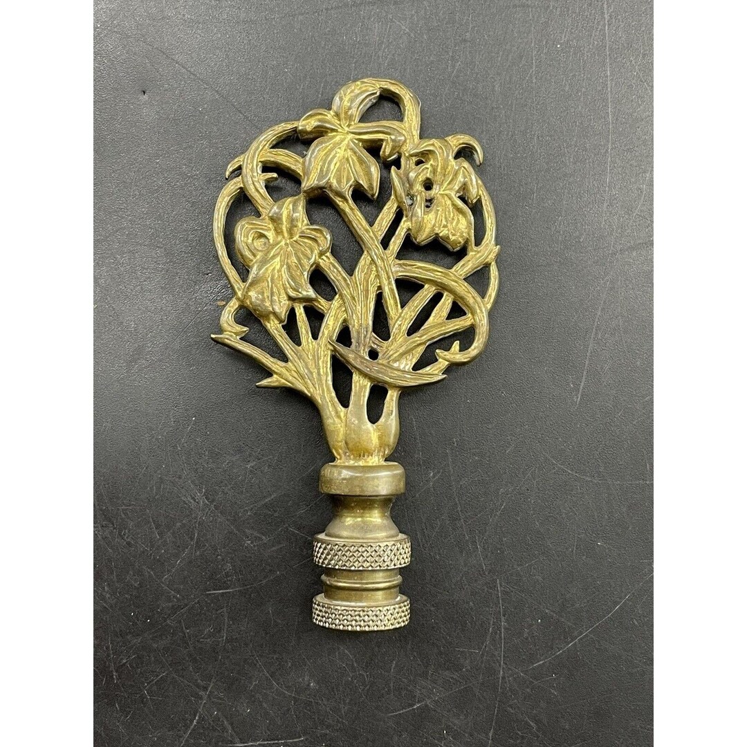 Vintage Antique Brass Lamp Finial Tree/flowers Filigree - Etsy